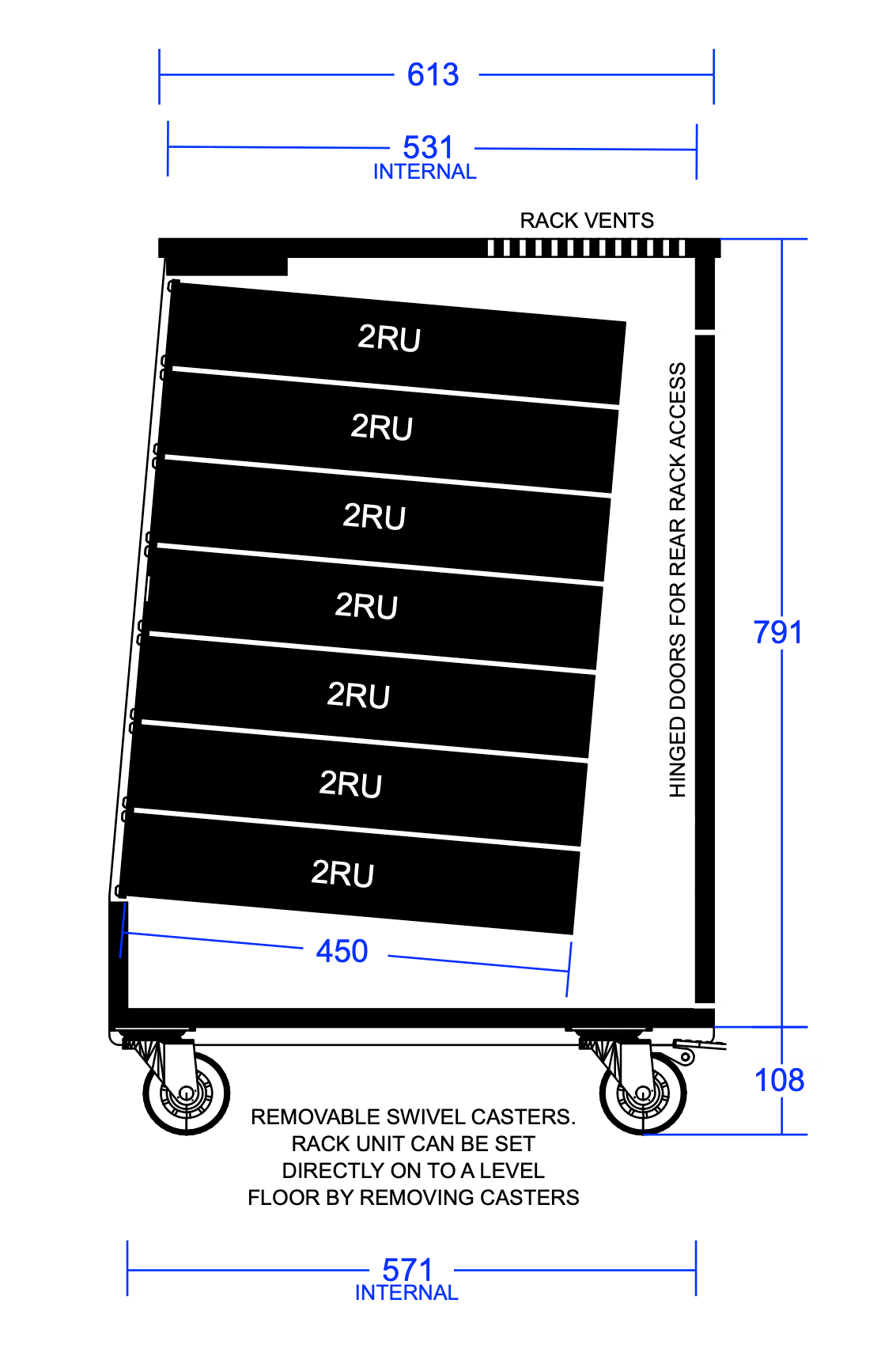 3 Rack 1914 - 42RU Rolling Studio Rack – Fusion Studio Works